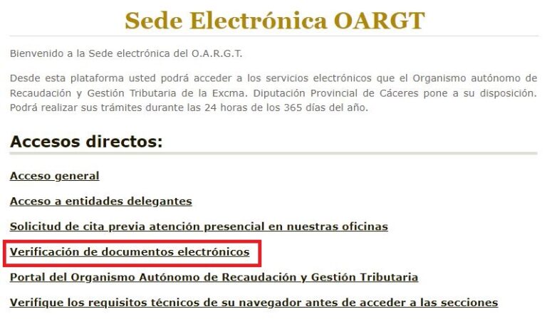 Verificar documentos a través de código CSV – Organismo autónomo de ...